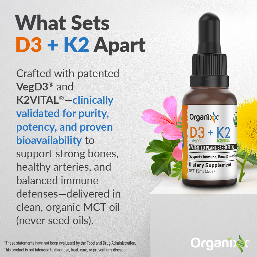 Organixx Vitamin D3 + K2 - Premium D3 + K2 liquid supplement with ...