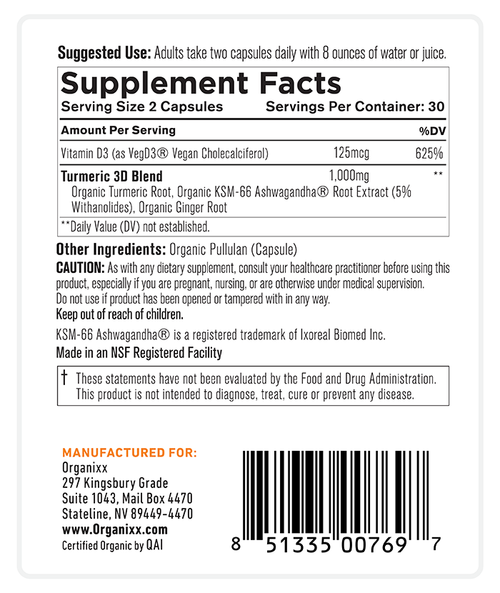 Turmeric 3D - Anti-Inflammatory Supplement | Organixx